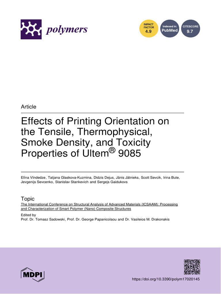 Printing Orientation Effects on Ultem 9085 Properties | PDF ...