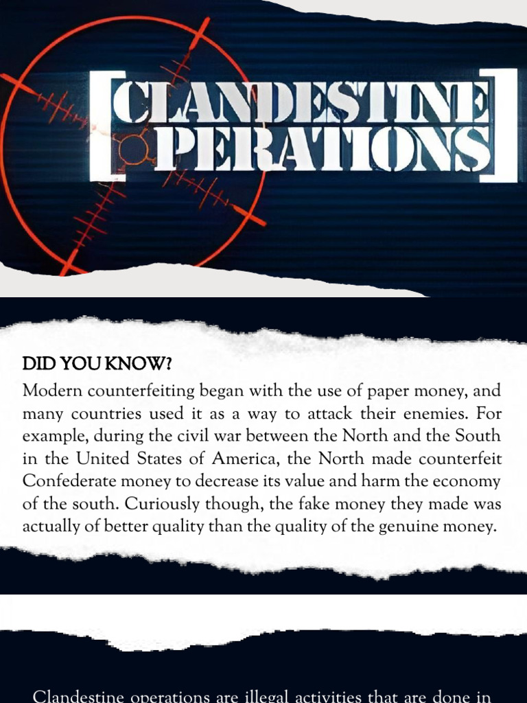Understanding Clandestine Operations | PDF | Counterfeit | Money