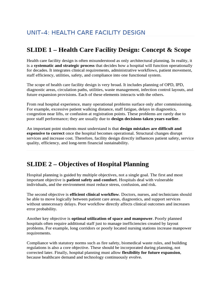 Health Care Facility Design Essentials | PDF | Hospital | Health Care