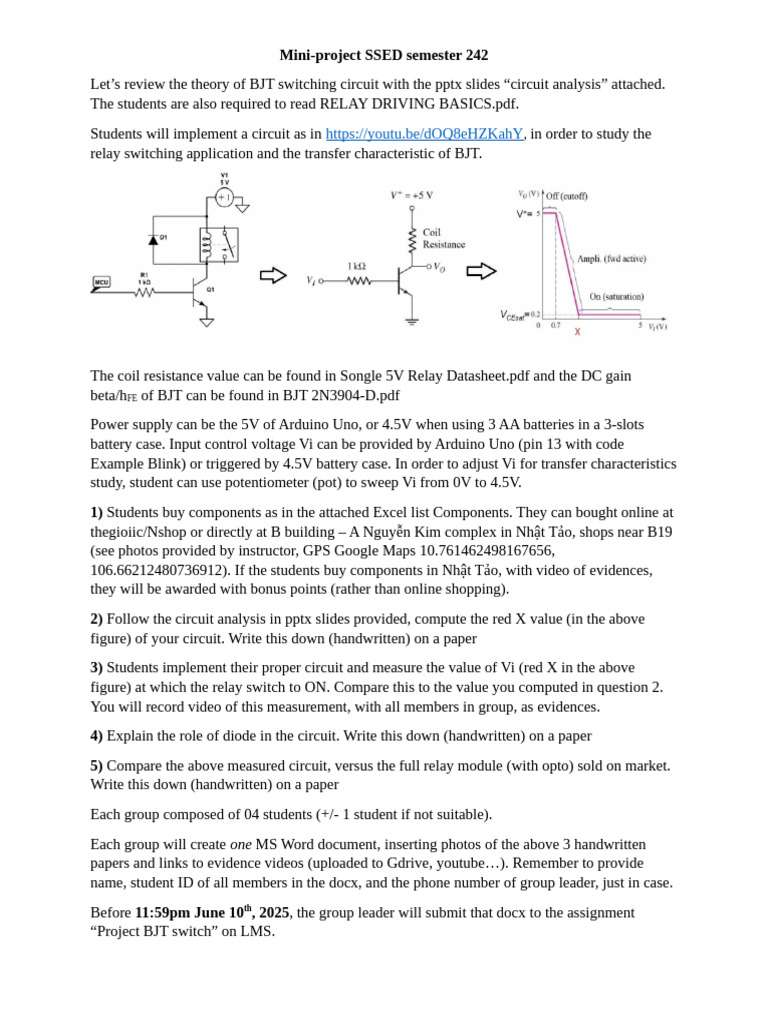 BJT Relay Switching Circuit Project | PDF