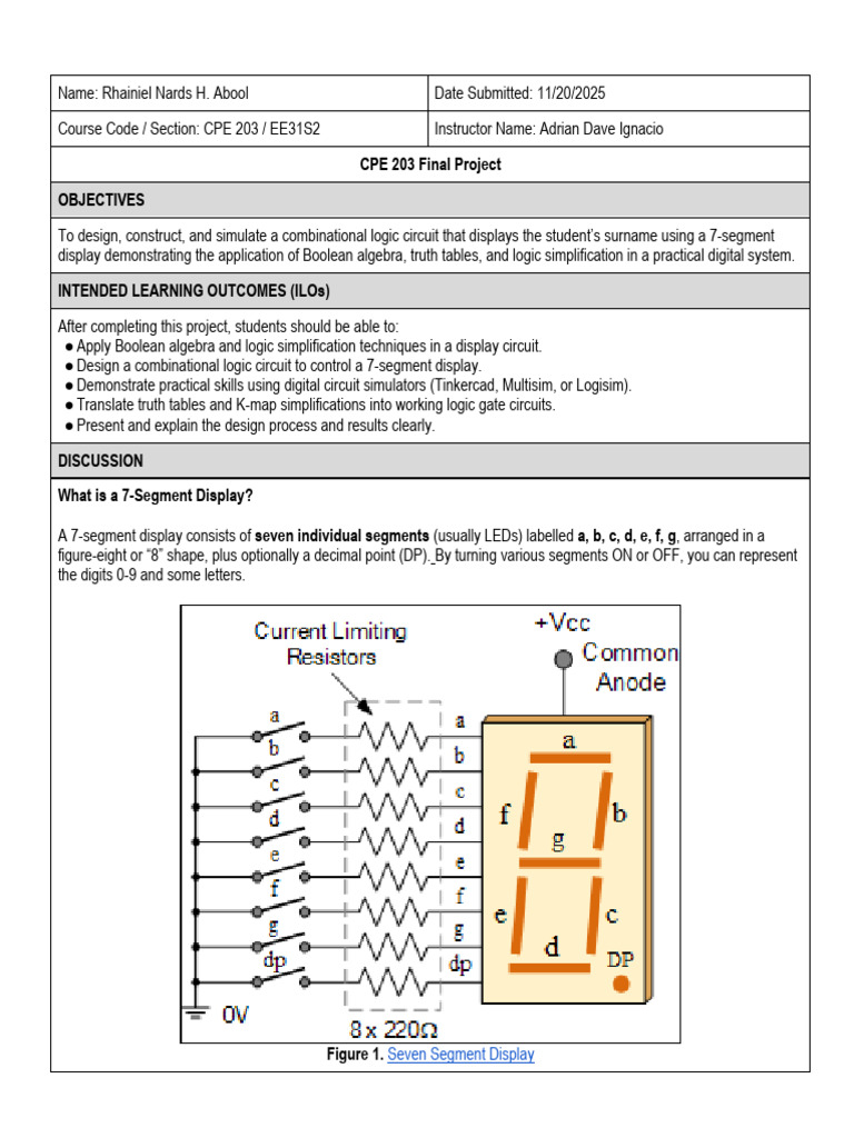ABOOL CPE 203 FinalProject | PDF | Logic Gate | Boolean Algebra