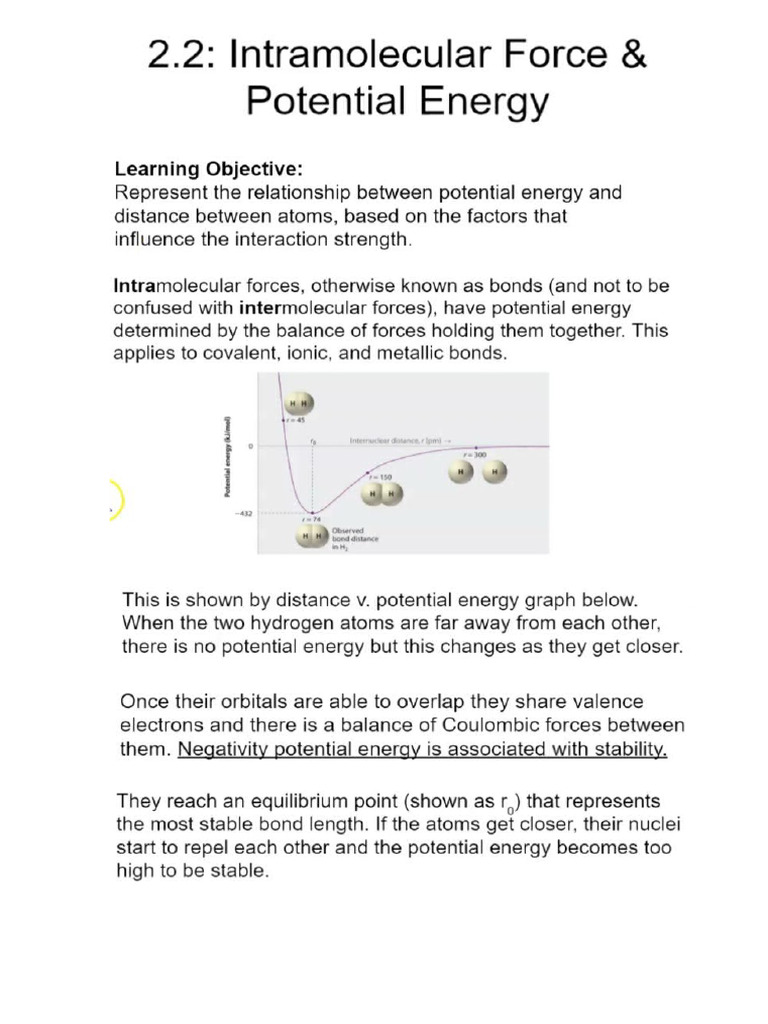 2.2 Intramolecular Force and Potential Energy | PDF