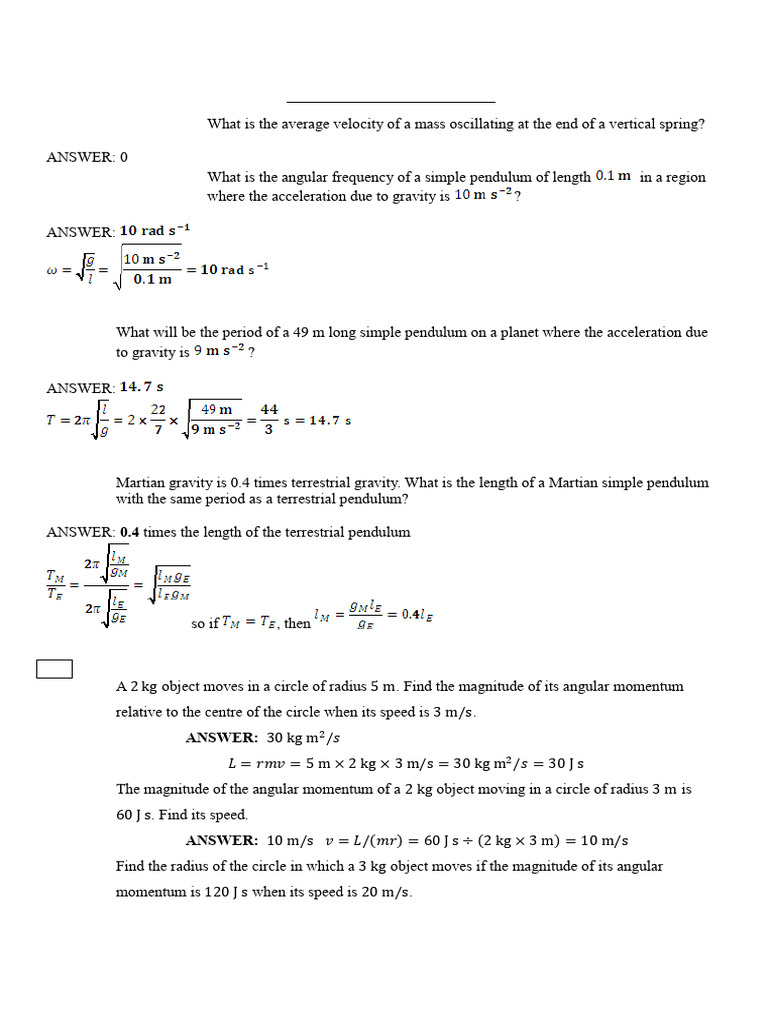 22. Simple Harmonic Motion | PDF | Oscillation | Pendulum