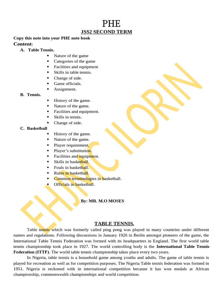 PHE-JSS2 Second Term | PDF | Referee | Ball Games