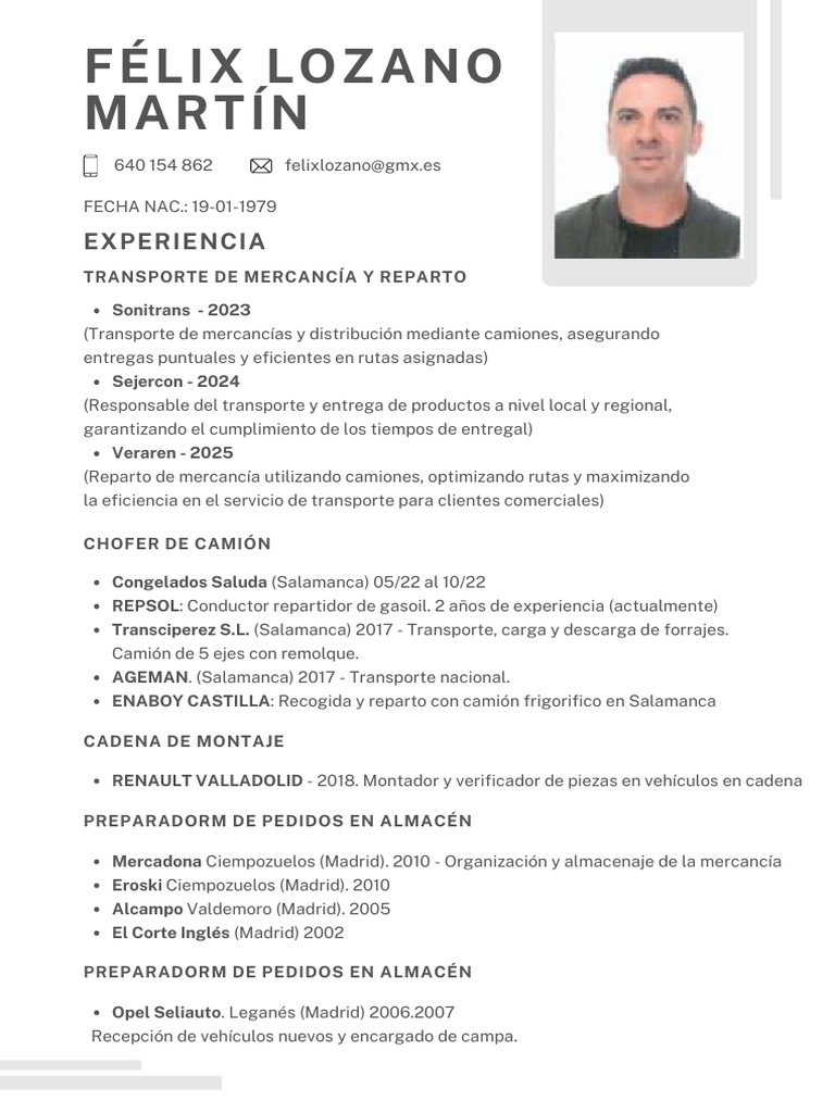 Experiencia en Transporte y Logística | PDF