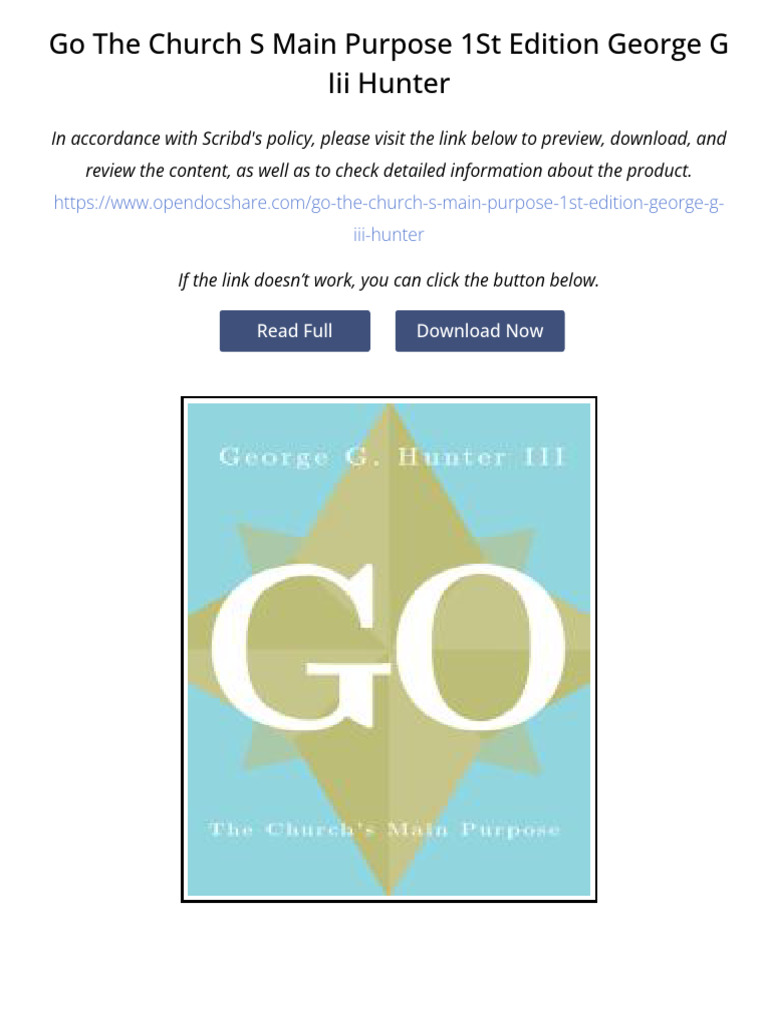 Go The Church s Main Purpose 1st Edition George G Iii Hunter | PDF ...
