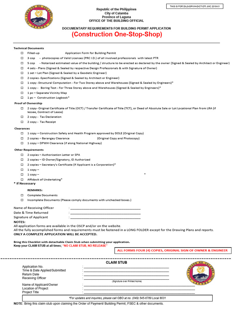 Building Permit Application Checklist | PDF | Civil Law (Common Law ...