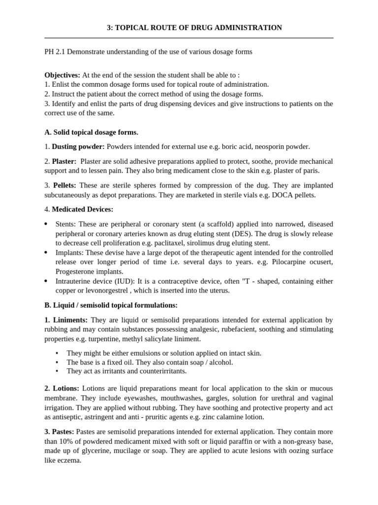 3. Topical Route of Administration | PDF | Topical Medication | Drugs