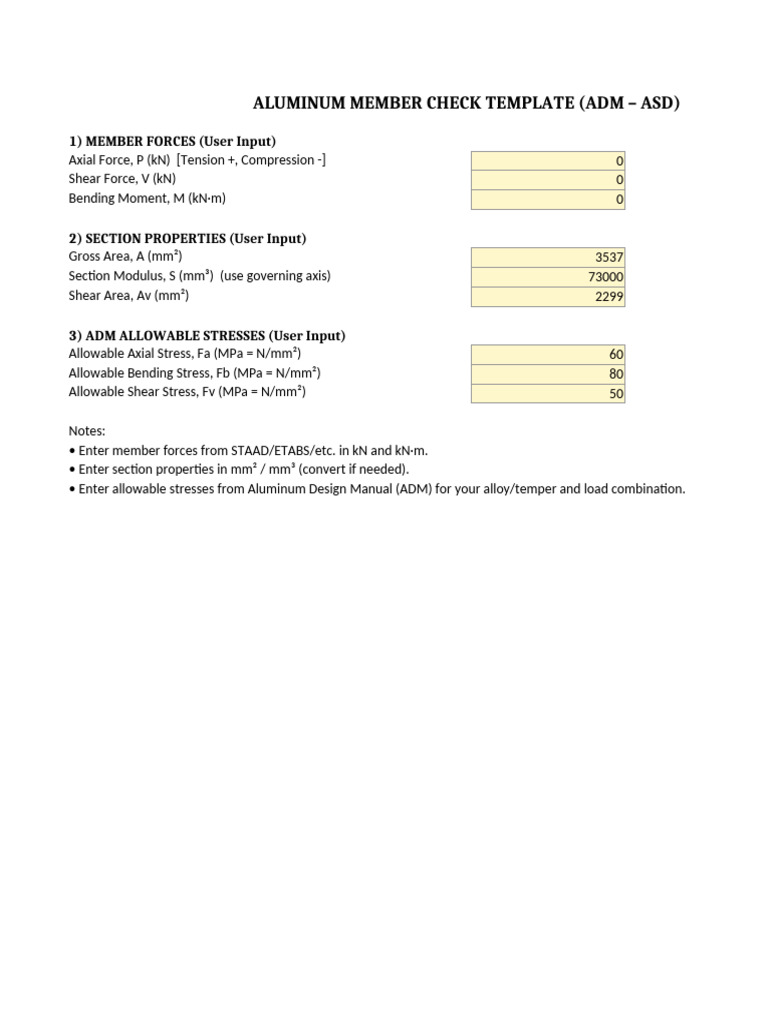 ADM Aluminum Design Template ASD | PDF