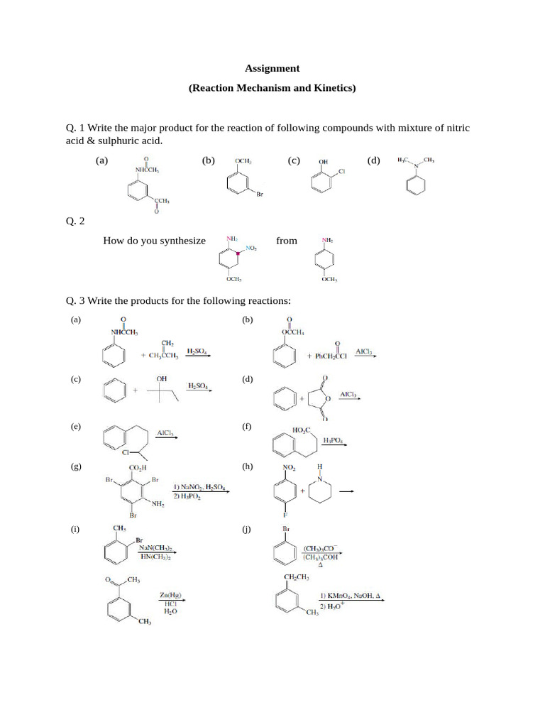 Assignment Reaction Mechanism | PDF