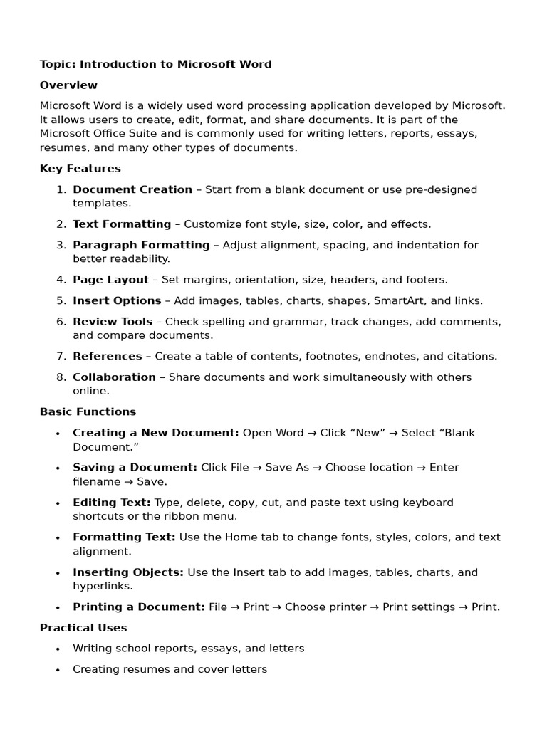 Intro to Word | PDF