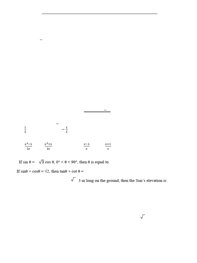 Trigonometry Exam: Questions & Format | PDF | Shadow | Trigonometric ...