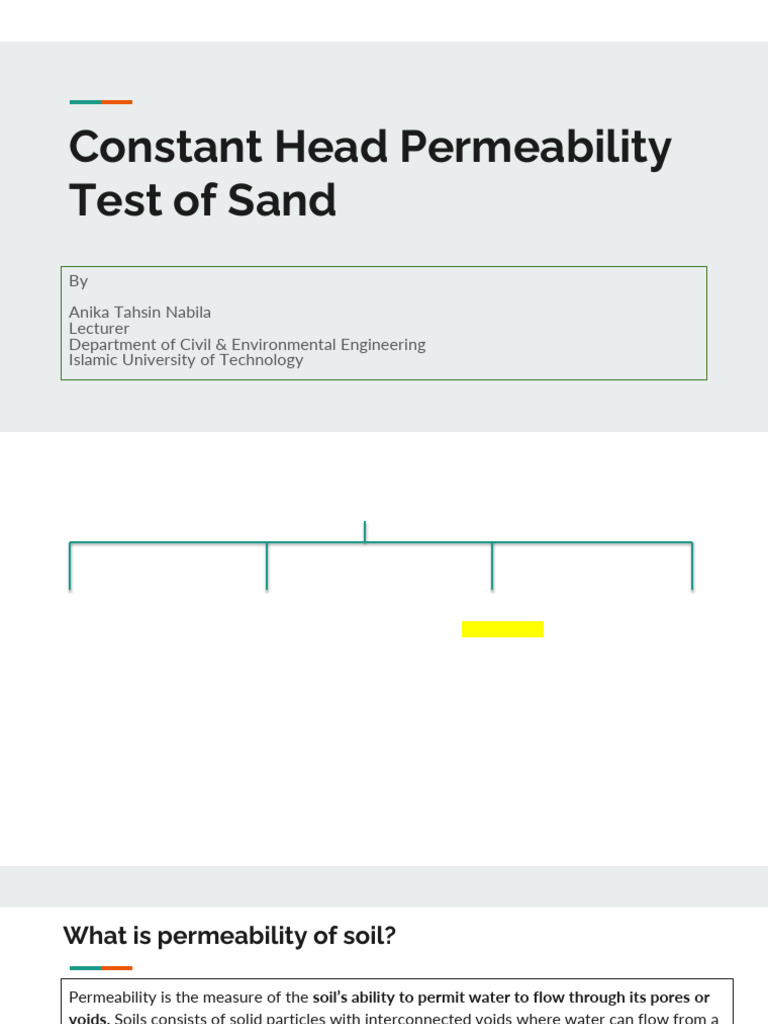 Constant Head Permeability Test ATN | PDF | Porosity | Physical Sciences