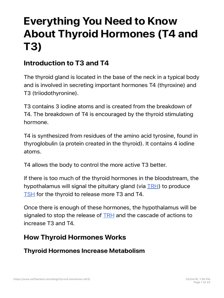 Understanding T3 and T4 Thyroid Hormones | PDF | Thyroid | Hormone