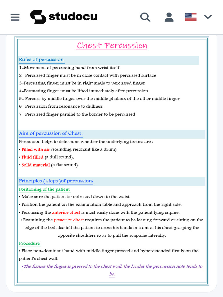 Chest Percussion and Auscultation - Chest Percussion Rules of ...