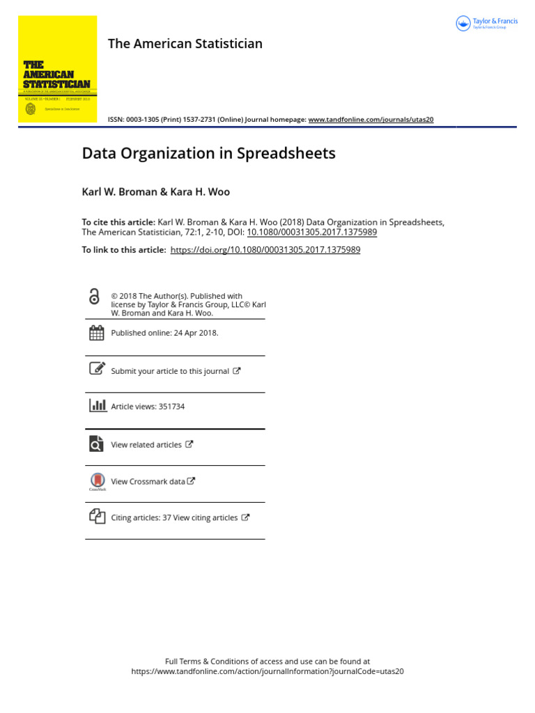 Data Organization in Spreadsheets | PDF | Microsoft Excel | Spreadsheet