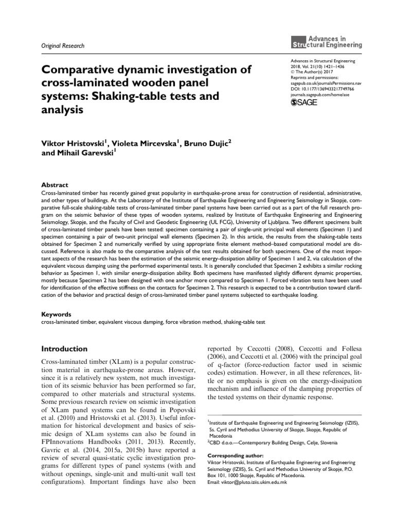 Comparative dynamic investigation of cross-laminated wooden panel ...