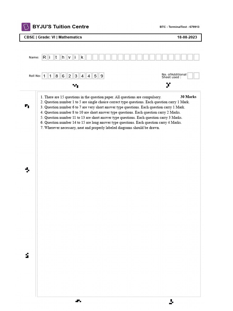 679913 ...6thcbse.... 19.8.23 | PDF | Numbers | Integer