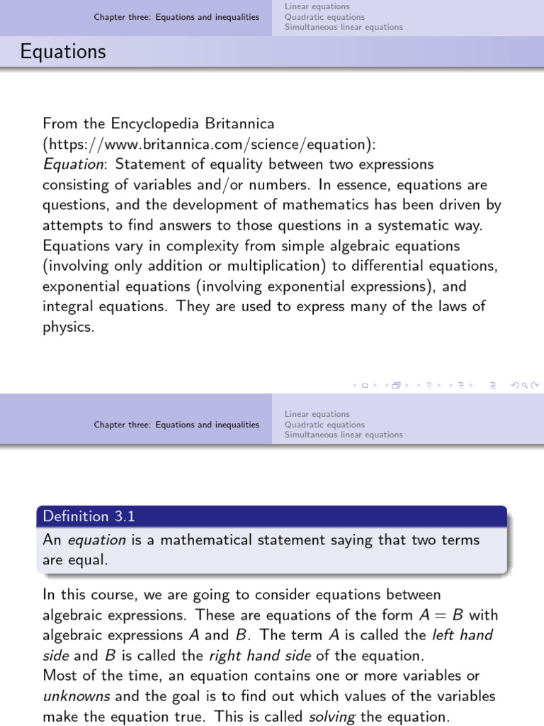 Understanding Equations and Inequalities | PDF | Equations | Elementary ...