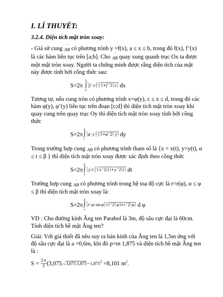 Dien Tich Mat Tron Xoay & Tich Phan Suy Rong | PDF