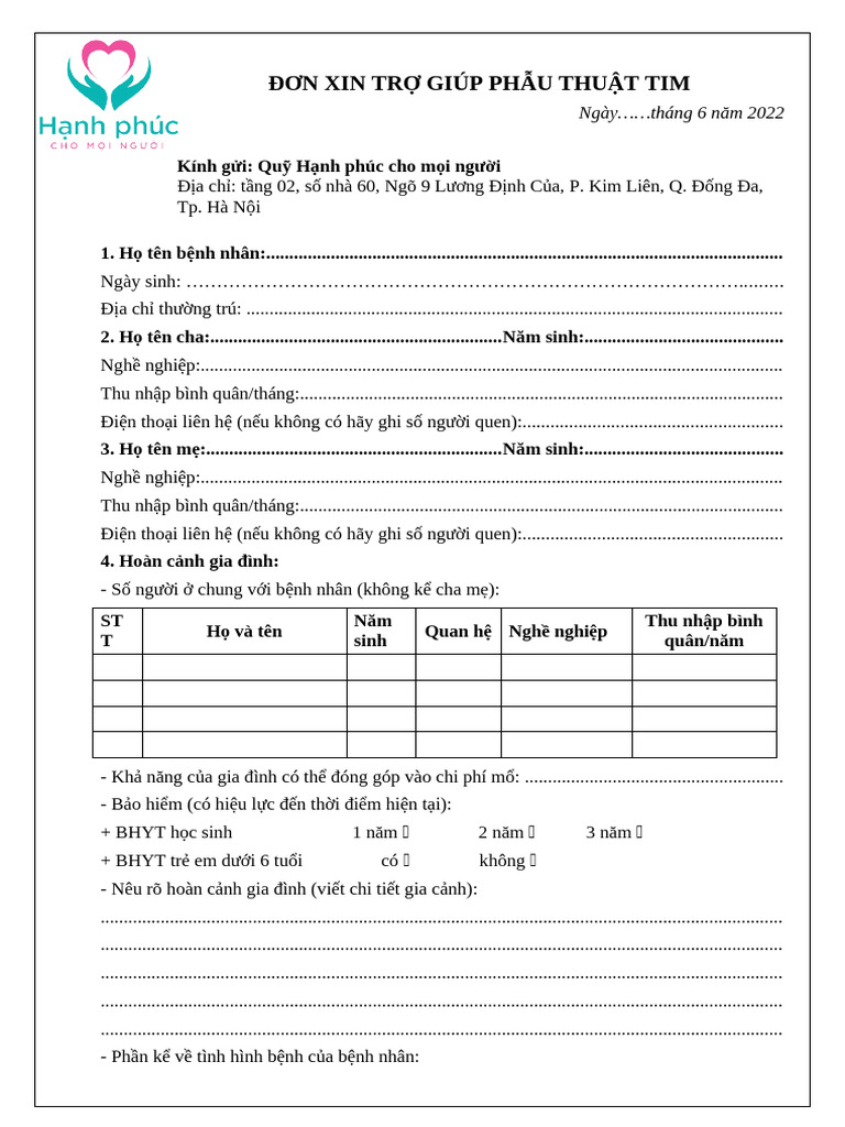 Don Xin Tro Giup Phau Thuat Tim | PDF