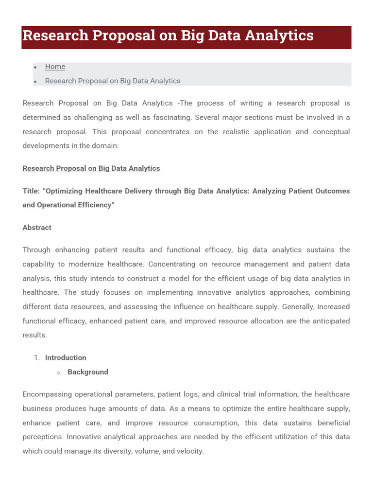 Research Proposal on Big Data Analytics | PDF | Apache Hadoop | Big Data