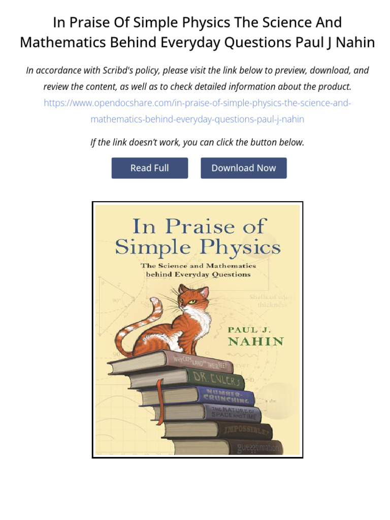 In Praise Of Simple Physics The Science And Mathematics Behind Everyday ...