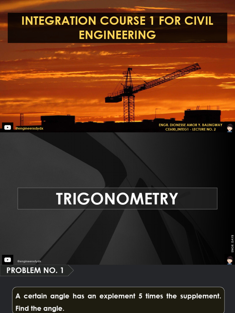 Civil Engineering Integration Course: Trigonometry Problems | PDF ...