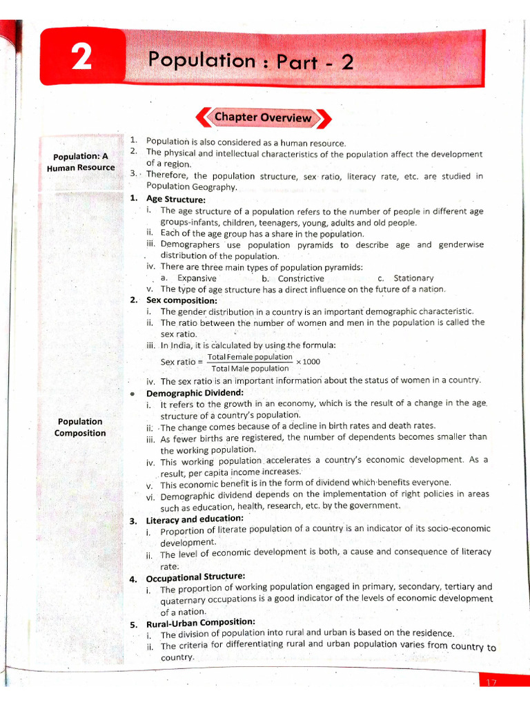 Geo 12th CHP 2 Population - Part-2 Target Que & Ans | PDF