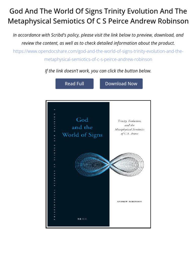 God And The World Of Signs Trinity Evolution And The Metaphysical ...