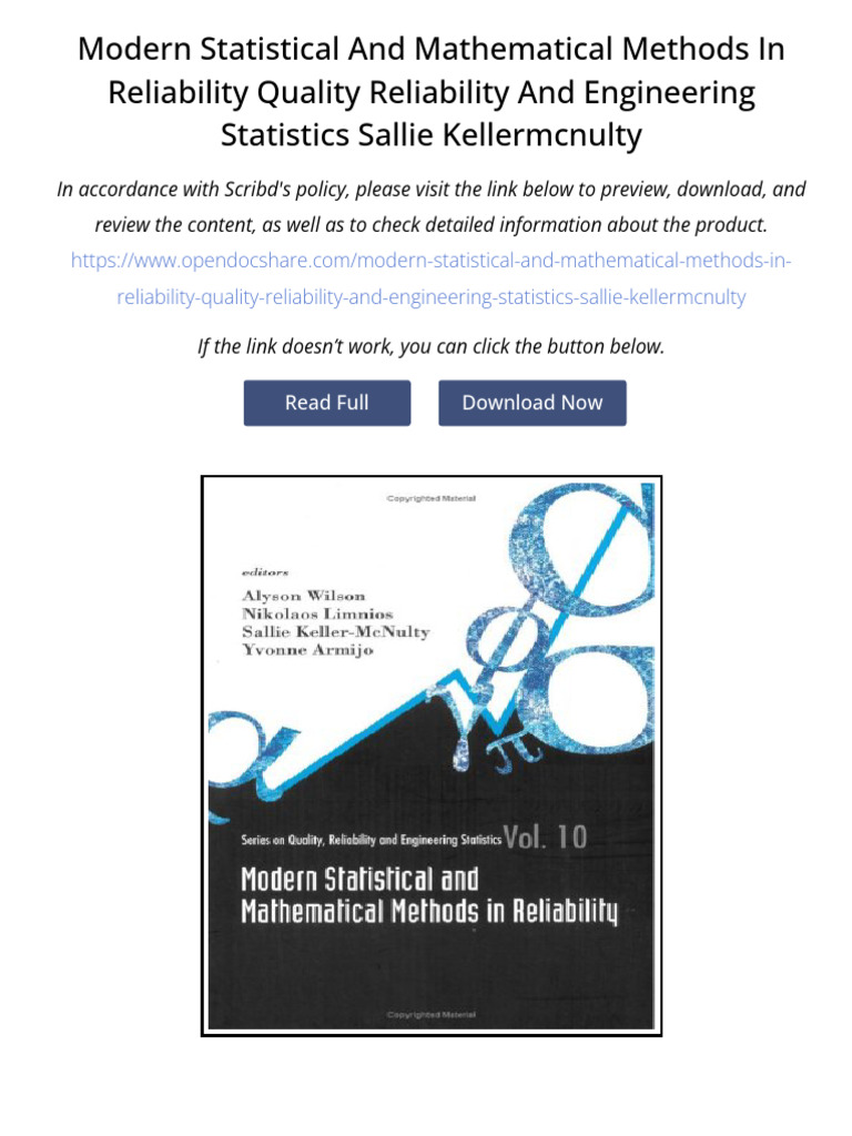 Modern Statistical And Mathematical Methods In Reliability Quality Reliability And Engineering ...