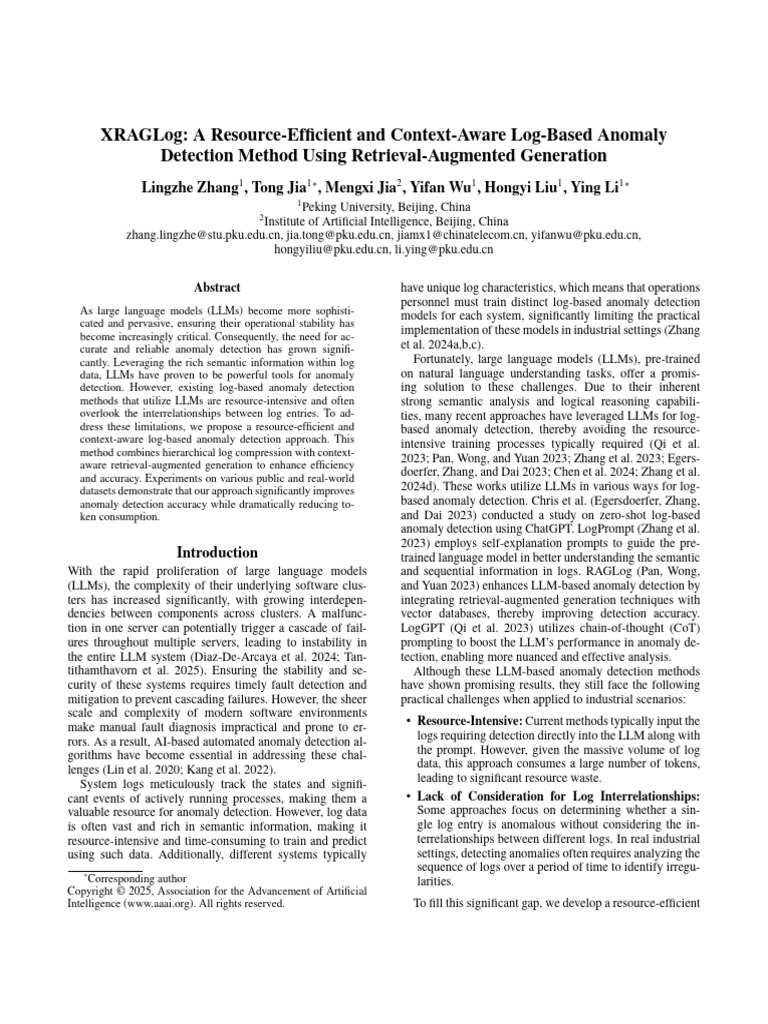 XRAGLog-A Resource-Efficient and Context-Aware Log-Based Anomaly ...