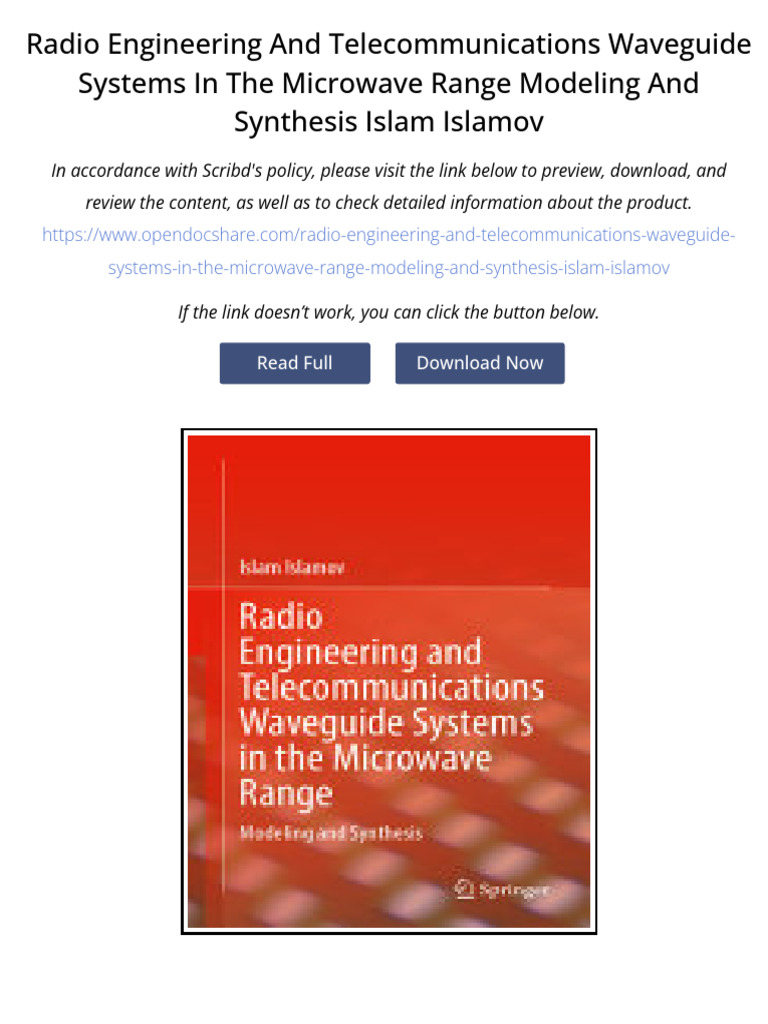 Radio Engineering And Telecommunications Waveguide Systems In The Microwave Range Modeling And ...