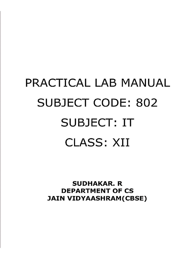 IT - 802 Class - 12 Practical File | PDF