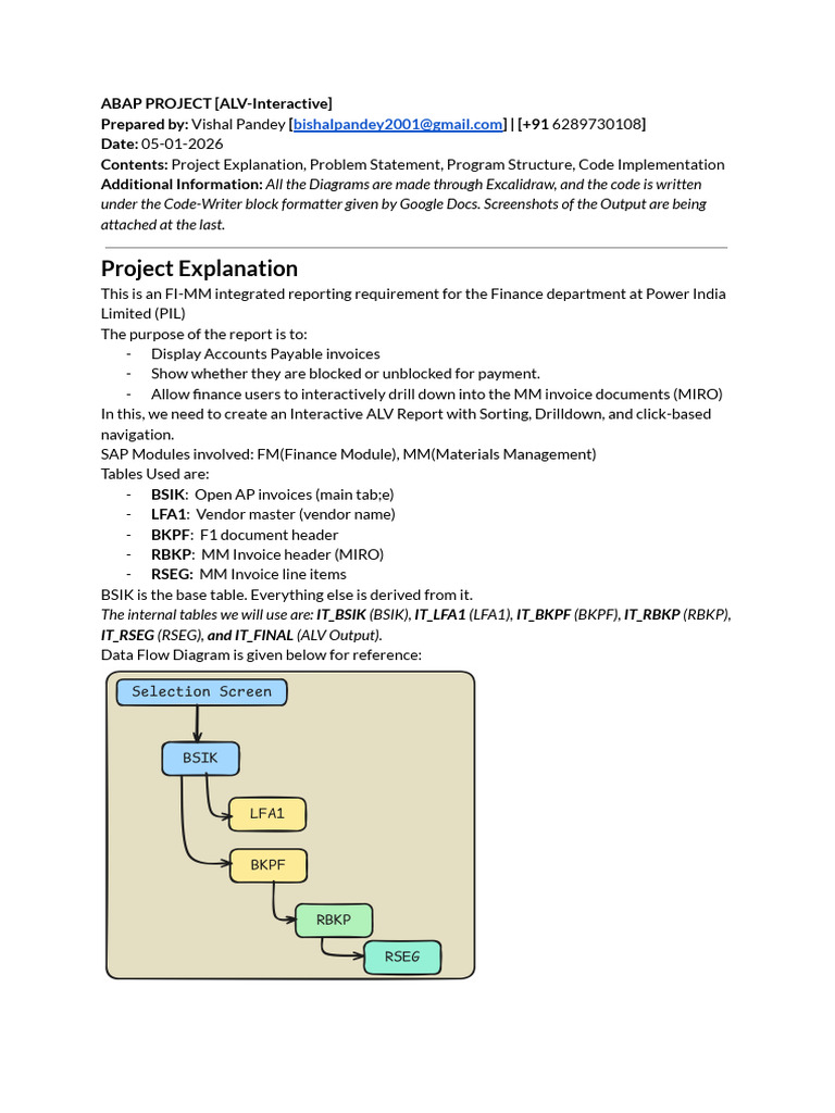 ABAP Project Vishal Pandey | PDF | Accounts Payable | Software Engineering