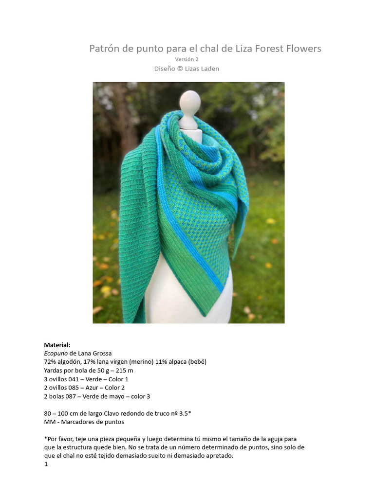 Patrón de Punto Para El Chal de Liza Forest Flowers | PDF
