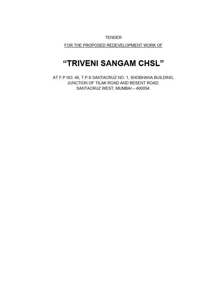 Triveni Sangam Chsl - Draft Tender - Revised by Jurispeak + Ankur Sheth ...