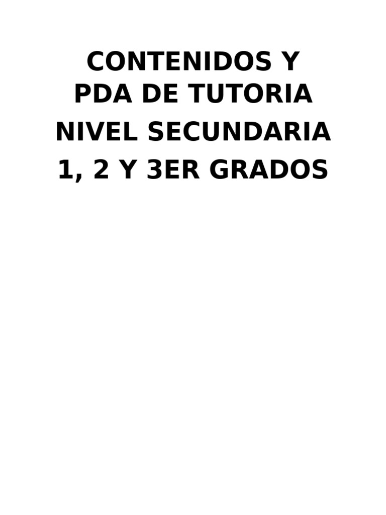 CONTENIDOS Y PDA DESARROLLO SOCIO EMOCIONAL Y TUTORÍA | PDF | Las ...