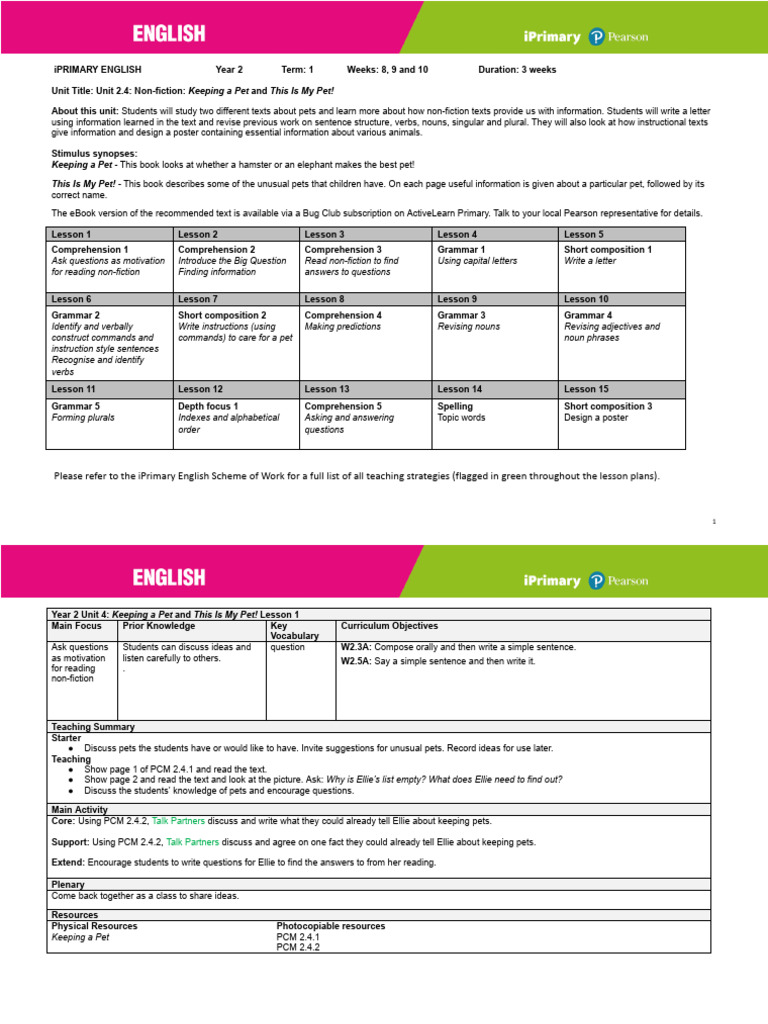 Ip Lp Ip English y2 Unit 04.Docx | PDF | Adjective | Noun