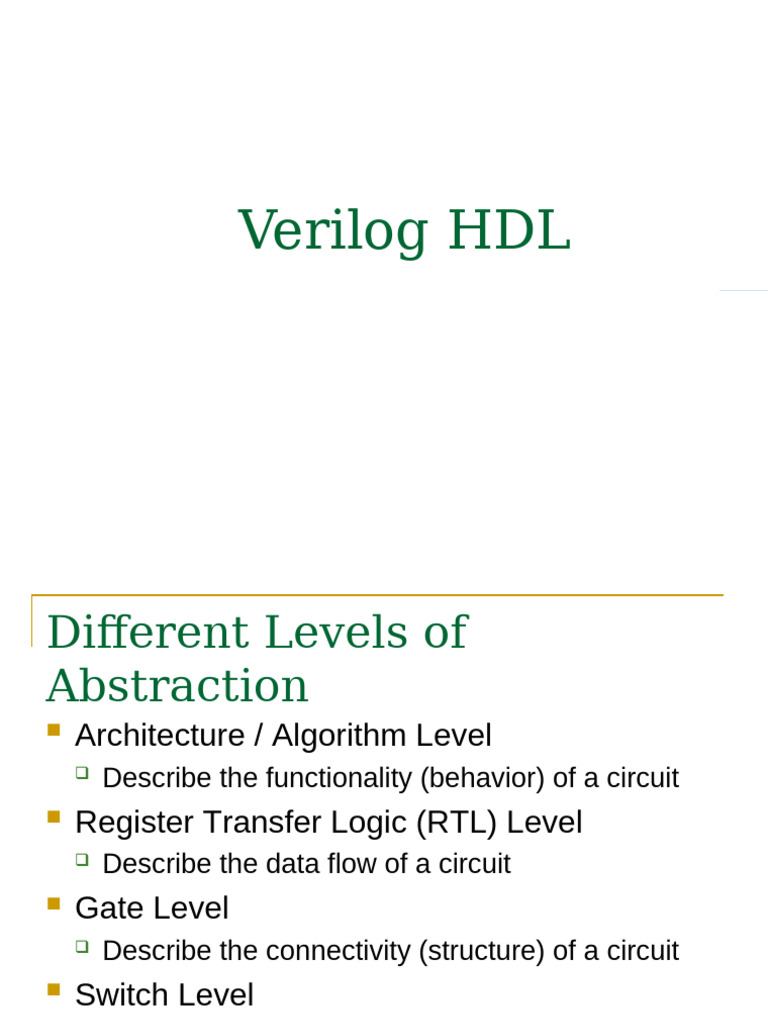 Verilog HDL: Module Design and Abstraction | PDF | Hardware Description ...