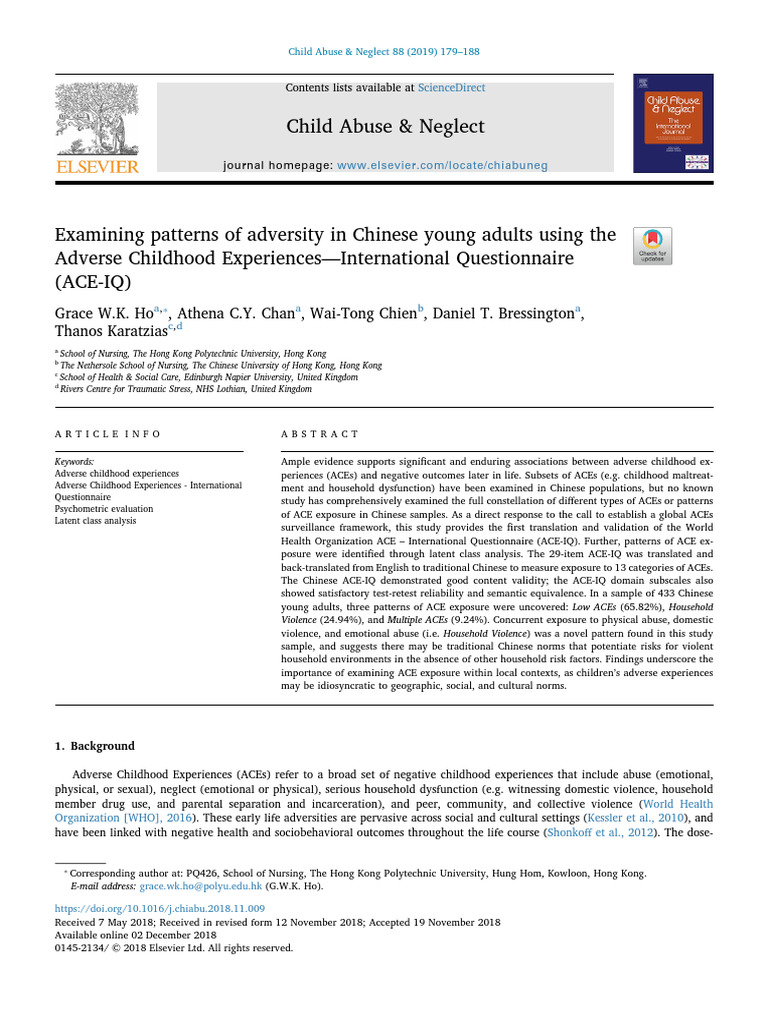 Examining Patterns of Adversity in Chinese Young Adults Using the ...