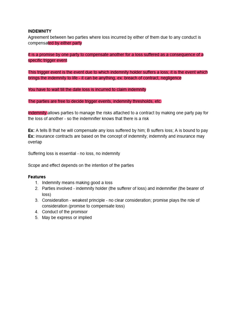 Understanding Indemnity Agreements | PDF | Guarantee | Indemnity
