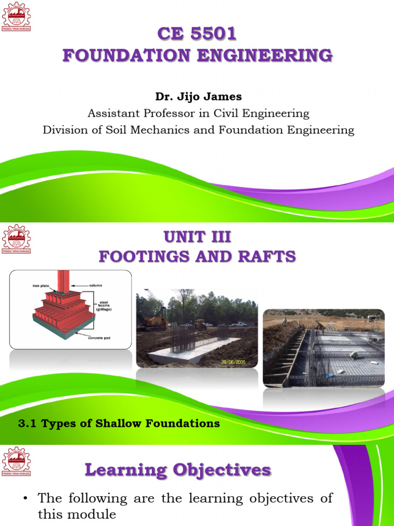 Unit III_Mod_3.1_Types of Shallow Foundations | PDF | Foundation (Engineering) | Civil Engineering