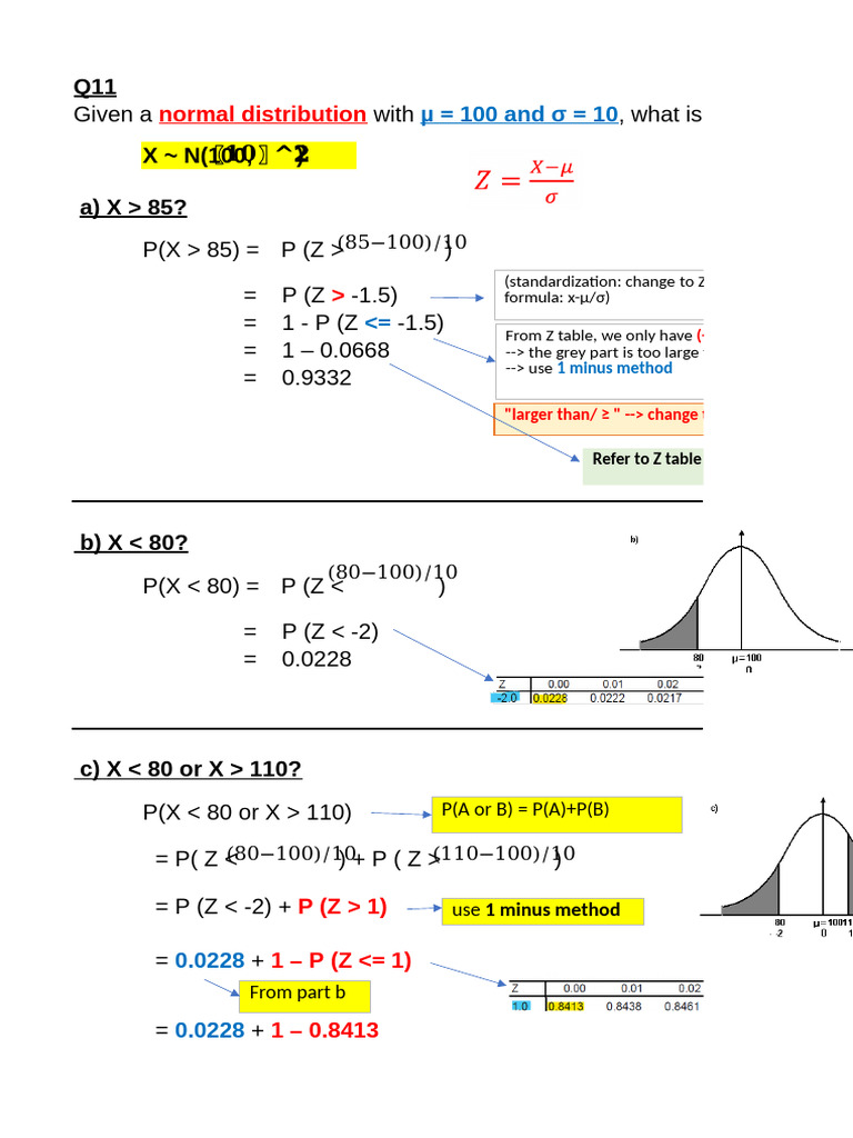 Normal Distribution Probability Calculations | PDF | Normal ...