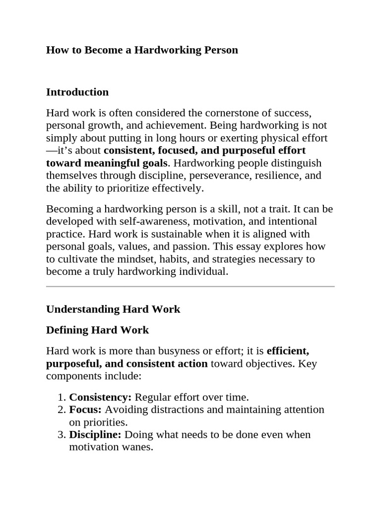 How to Become a Hardworking Person | PDF | Disciplines | Motivational