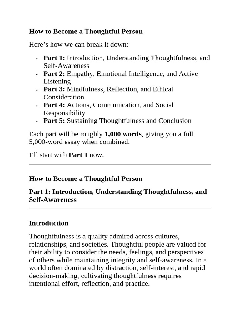 How to Cultivate Thoughtfulness | PDF | Empathy | Emotions