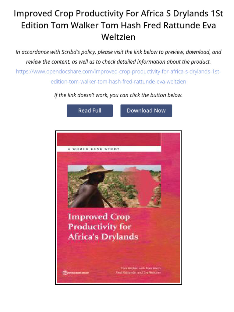 Improved Crop Productivity for Africa s Drylands 1st Edition Tom Walker ...