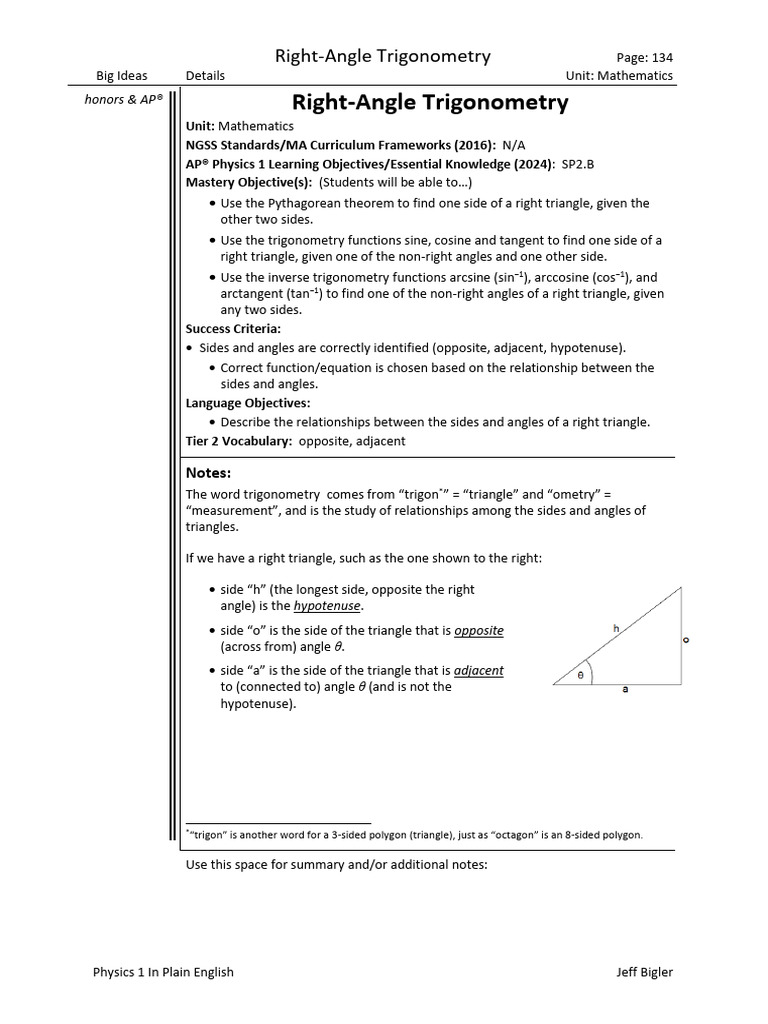 03f_Right-Angle Trigonometry | PDF | Trigonometric Functions | Trigonometry