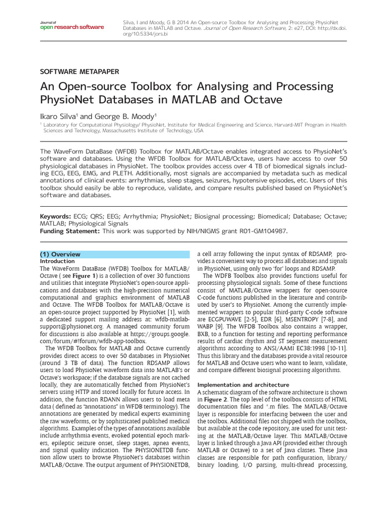 An Open-source Toolbox for Analysing and Processin | PDF | Matlab ...