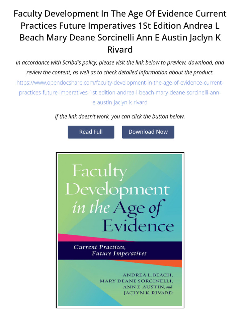 Faculty Development in the Age of Evidence Current Practices Future ...